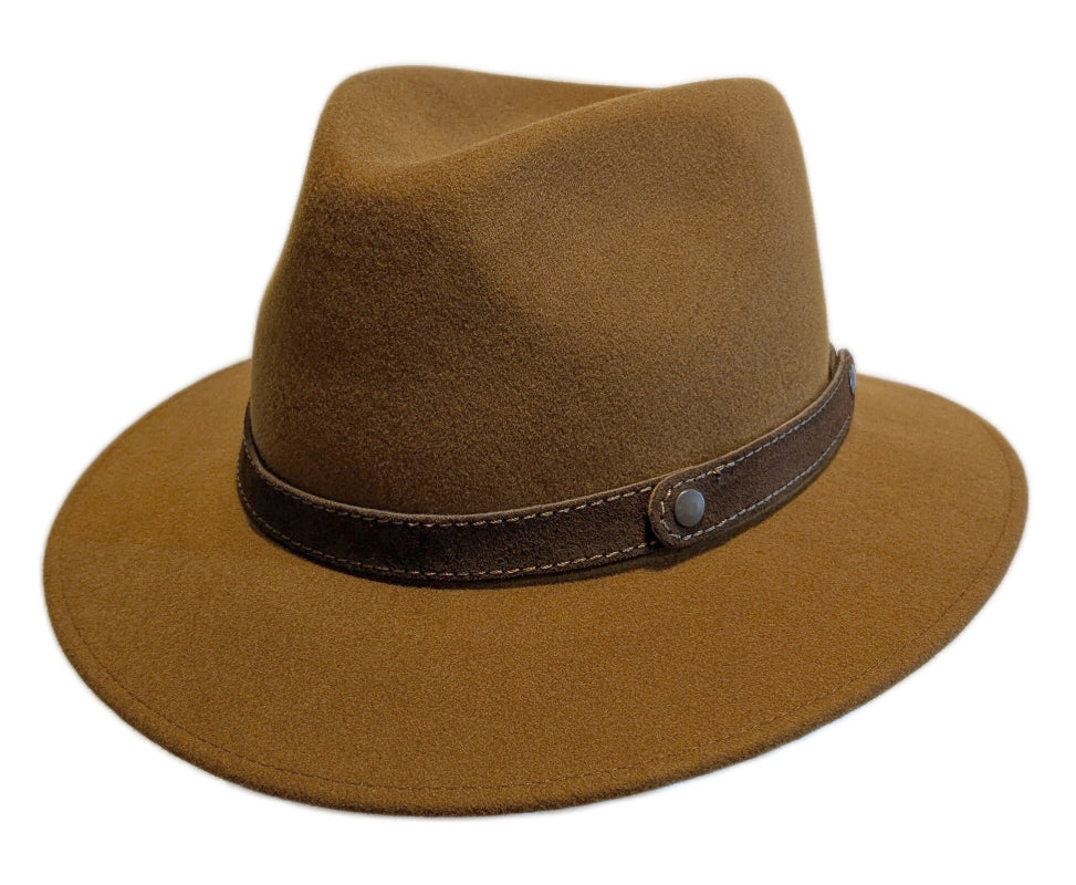 Fernandez & Roche Plyfelt Wool crushable weather-proof casual Fedora h ...