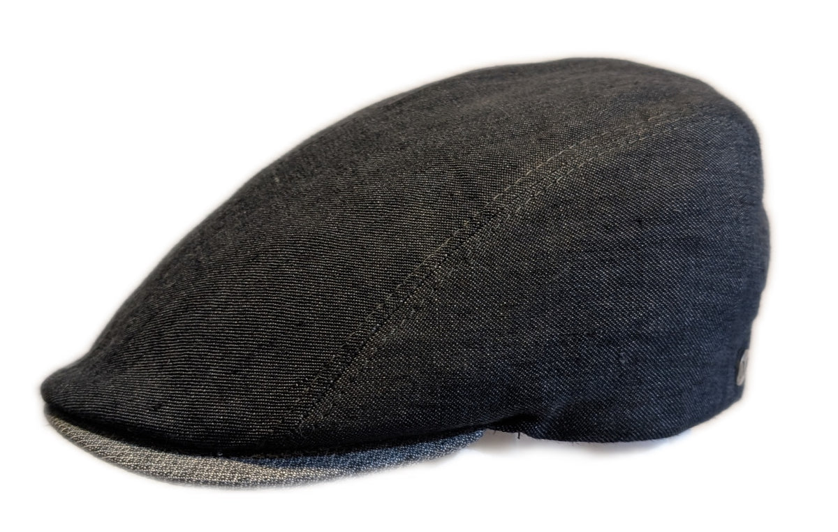 Flechet Linen 4 Panel flat cap in Black – Grand Hatters