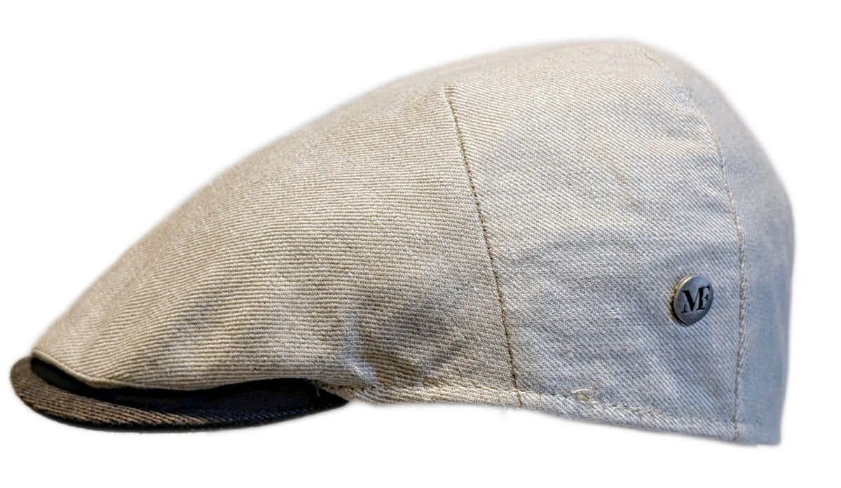 Flechet Linen 4 Panel flat cap in Ecru colour – Grand Hatters