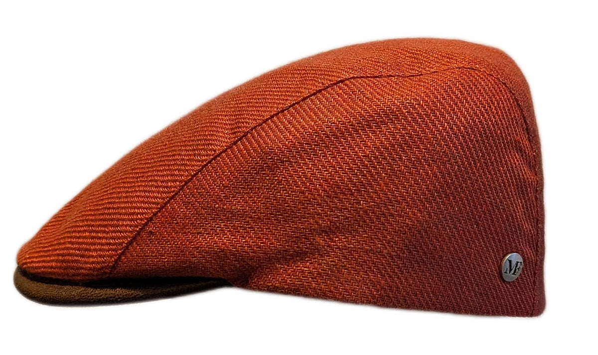 Flechet Linen 4 Panel flat cap in Deep Orange – Grand Hatters