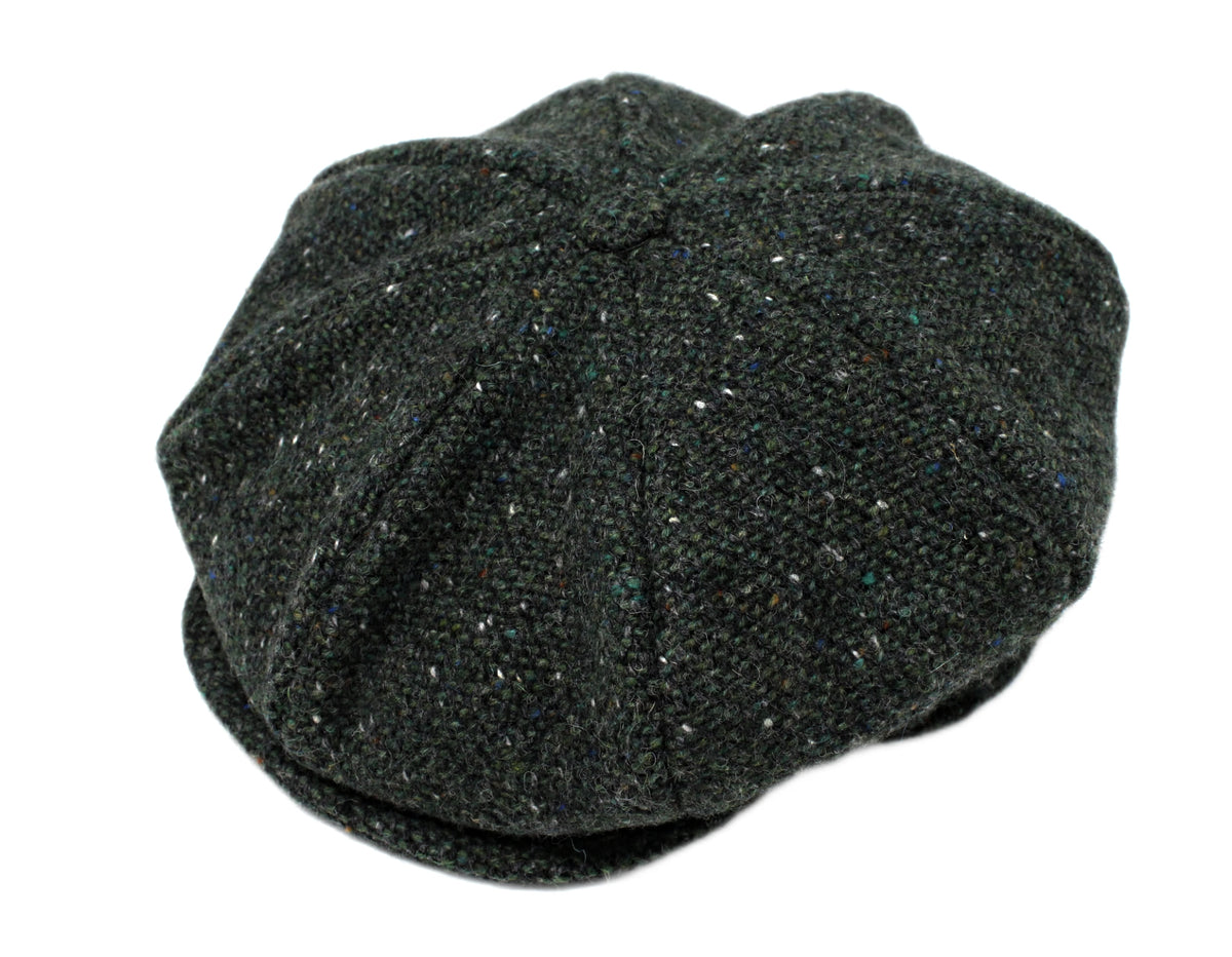 Hanna Hats Donegal Tweed Oversized 8 panel Baker boy cap in Charcoal ...