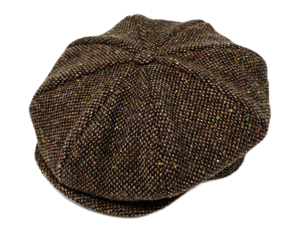 Hanna Hats Donegal Tweed Oversized 8 panel Baker boy cap in Brown ...