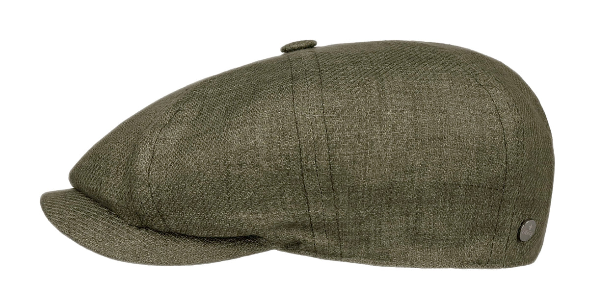Lierys 100% Linen textured Herringbone Baker boy cap in Olive – Grand ...