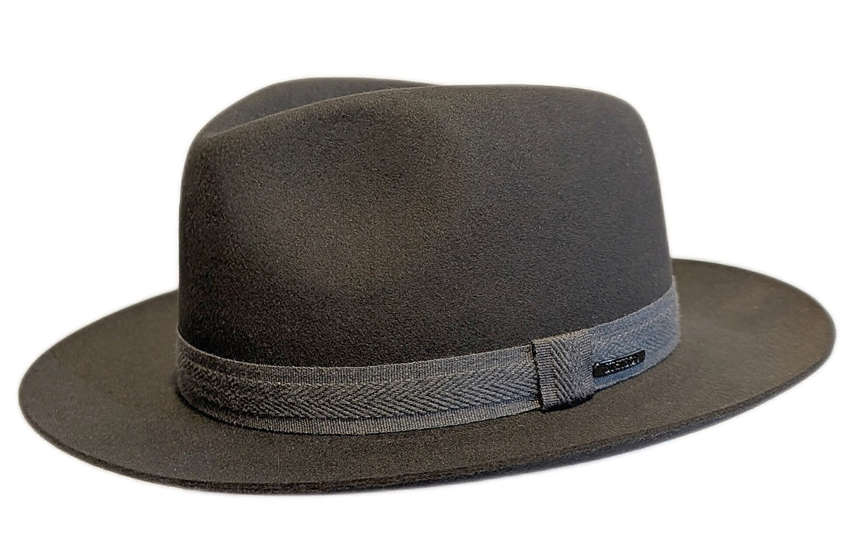 Stetson hand crafted fur-felt mid brim fedora in Carbon Grey – Grand ...