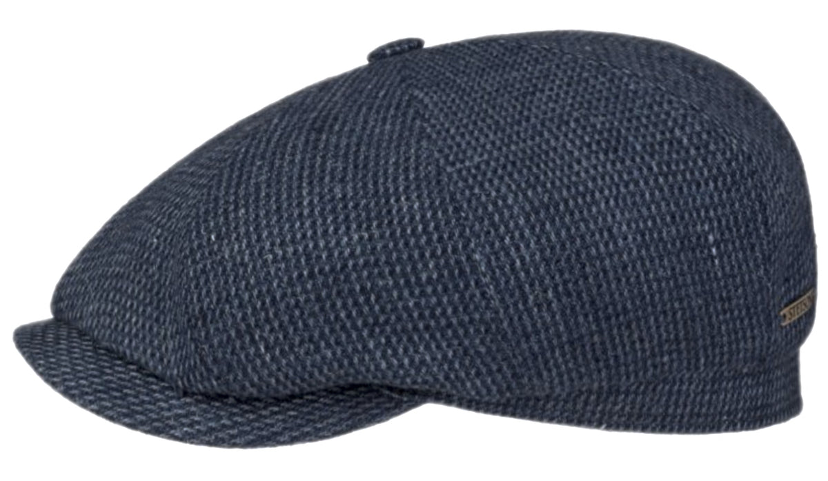 Stetson Hatteras Linen/Cotton Barley corn weave Baker boy cap in Blue ...