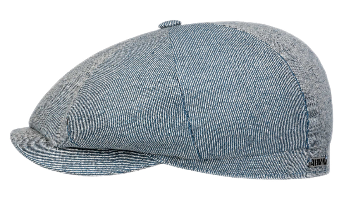 Stetson 'Hatteras' Linen/Cotton Twill 8 panel Baker boy cap in Blue ...