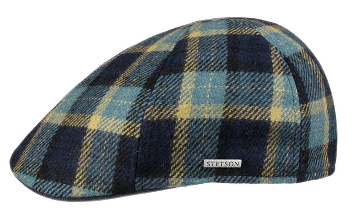 Stetson Wool/Polyester plaid check Ivy style flat cap in Navy – Grand ...