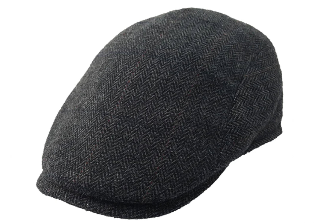 Stanton Grey Herringbone Wool blend flat cap – Grand Hatters